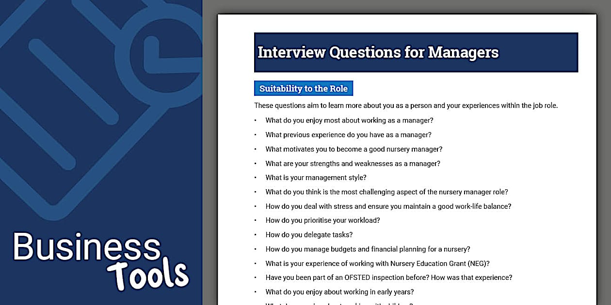Interview Questions for Managers in Private Kindergarten Settings