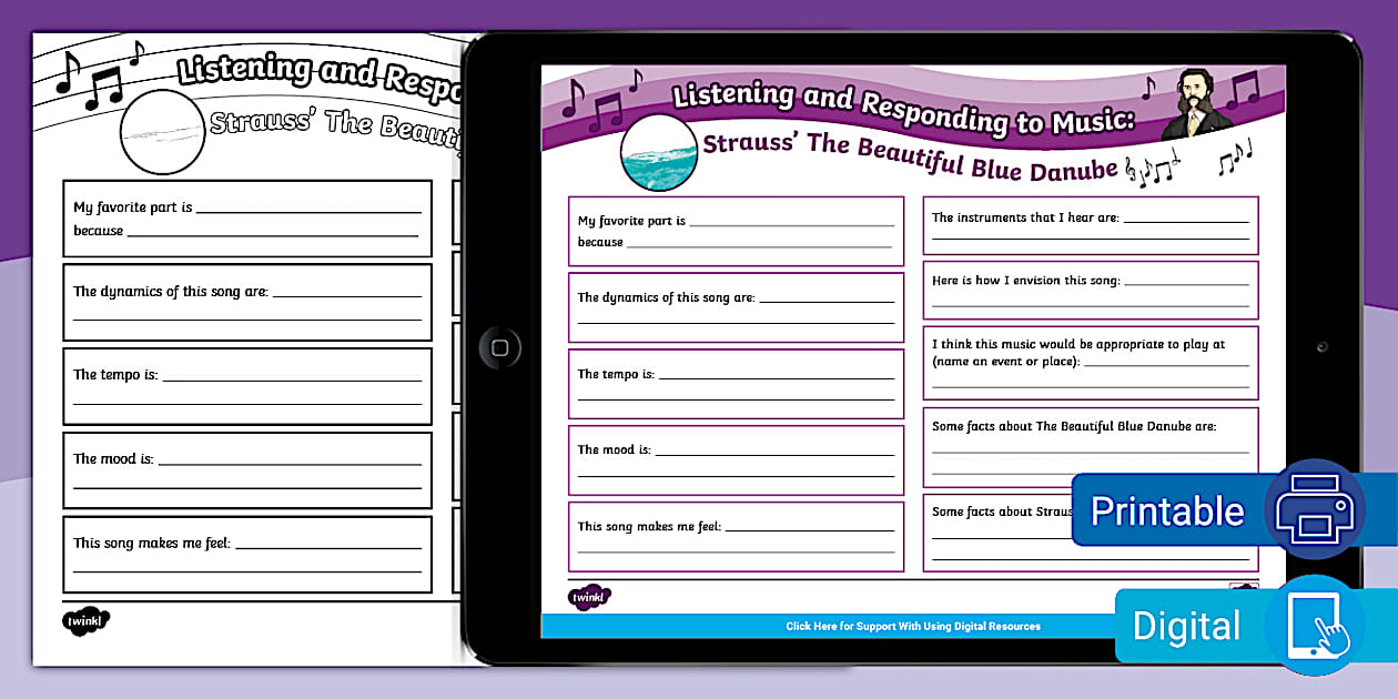 "The Beautiful Blue Danube" Music Activity Sheet – Twinkl