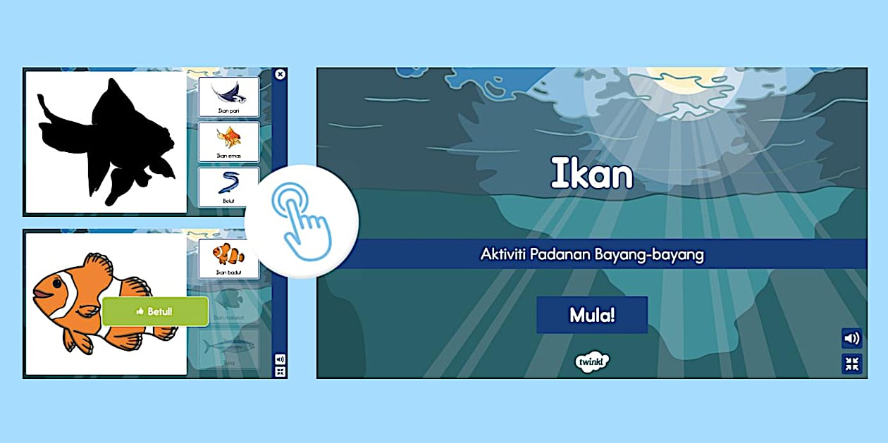 Permainan Interaktif Padanan Bayang-bayang Ikan - Twinkl