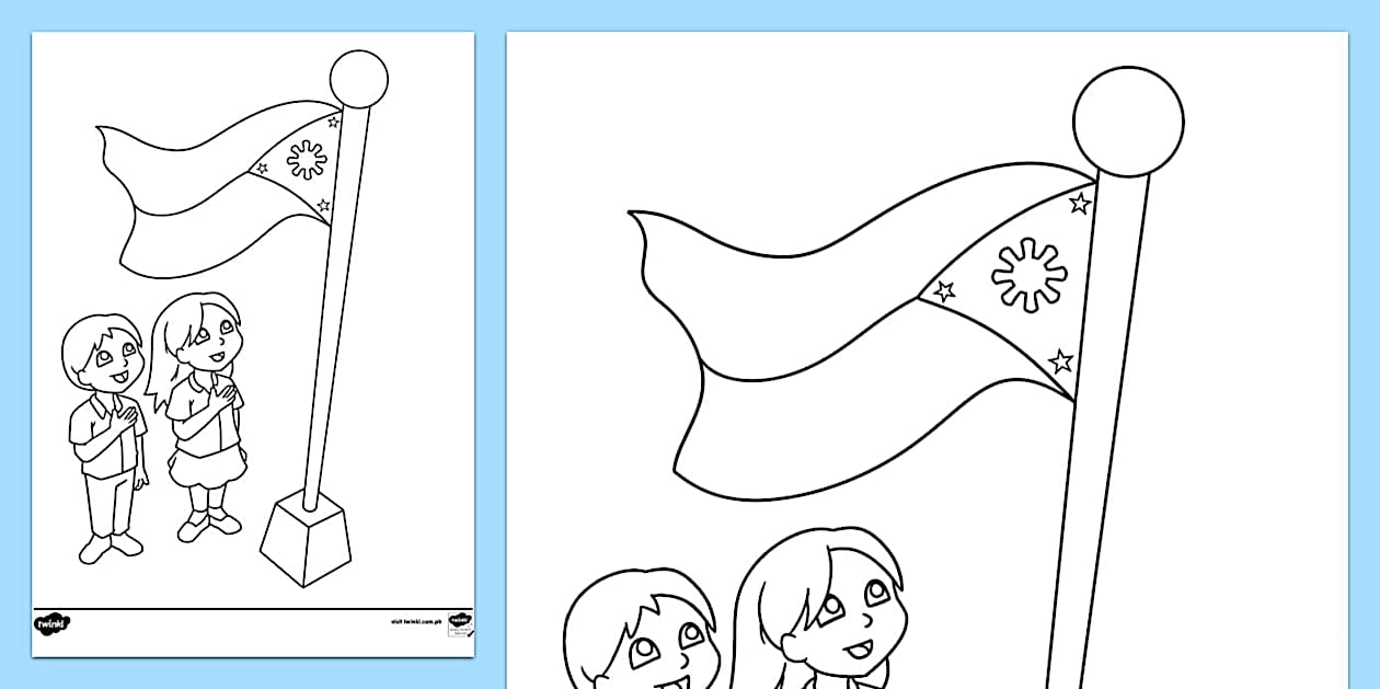 Philippine Flag Ceremony Coloring Sheet | Twinkl - Twinkl