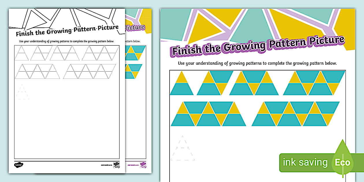 Finish The Growing Pattern Worksheet Teacher Made Twinkl