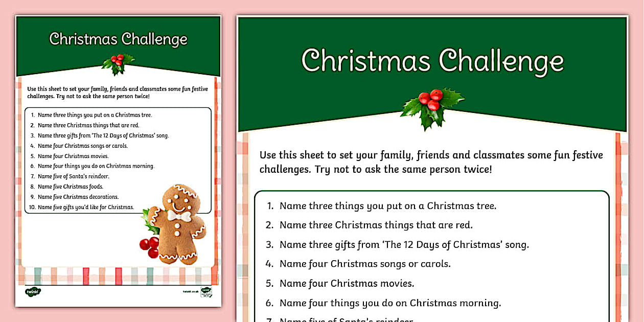 Gingerbread Christmas Themed Challenge Activity | Twinkl
