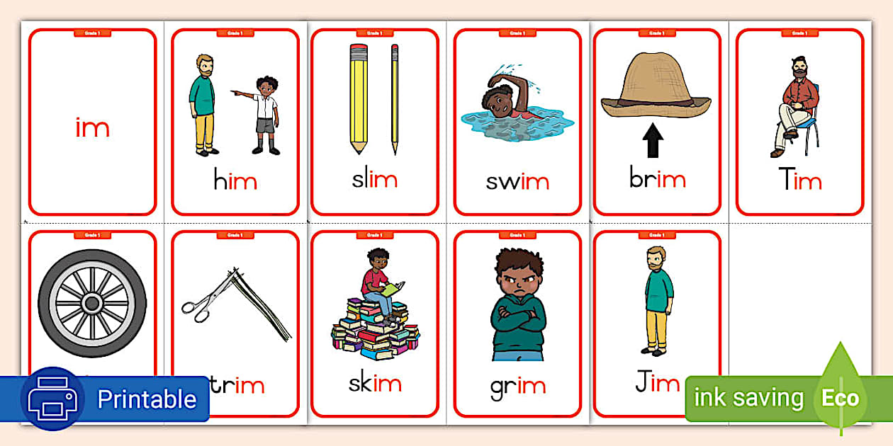 Grade 1 Phonics: -im Flashcards (teacher made) - Twinkl