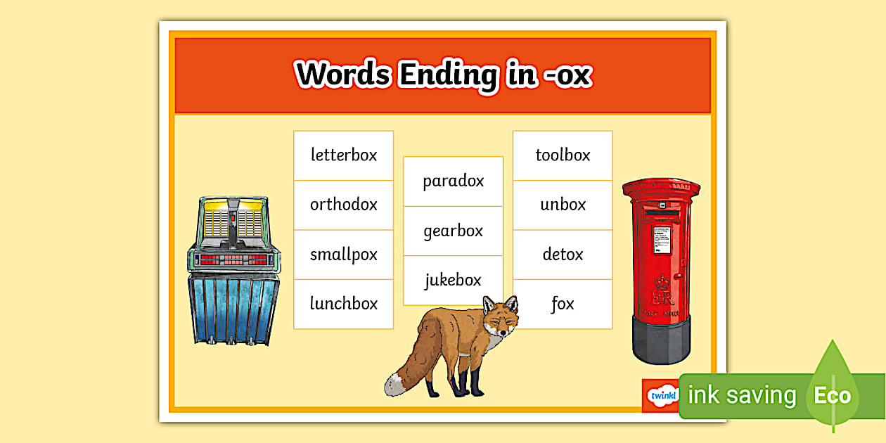 Words Ending in -ox Word Mat (l'enseignant a fait) - Twinkl
