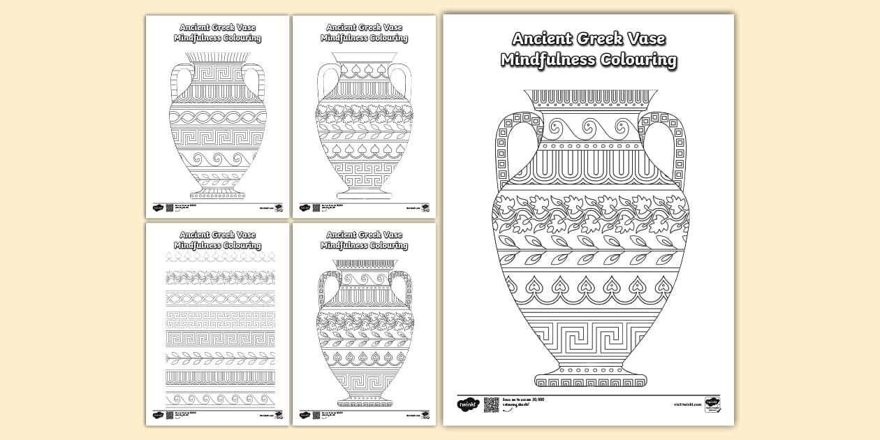 KS2 Ancient Greek Vase Mindfulness Colouring Pack - Twinkl