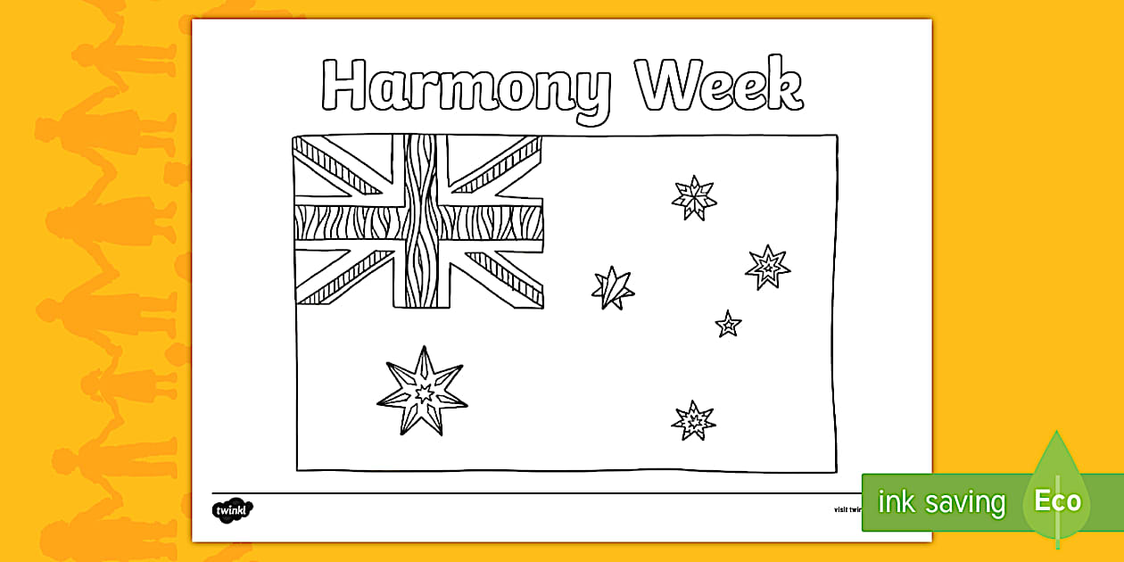 Harmony Week Australian Flag Mindfulness Colouring Page