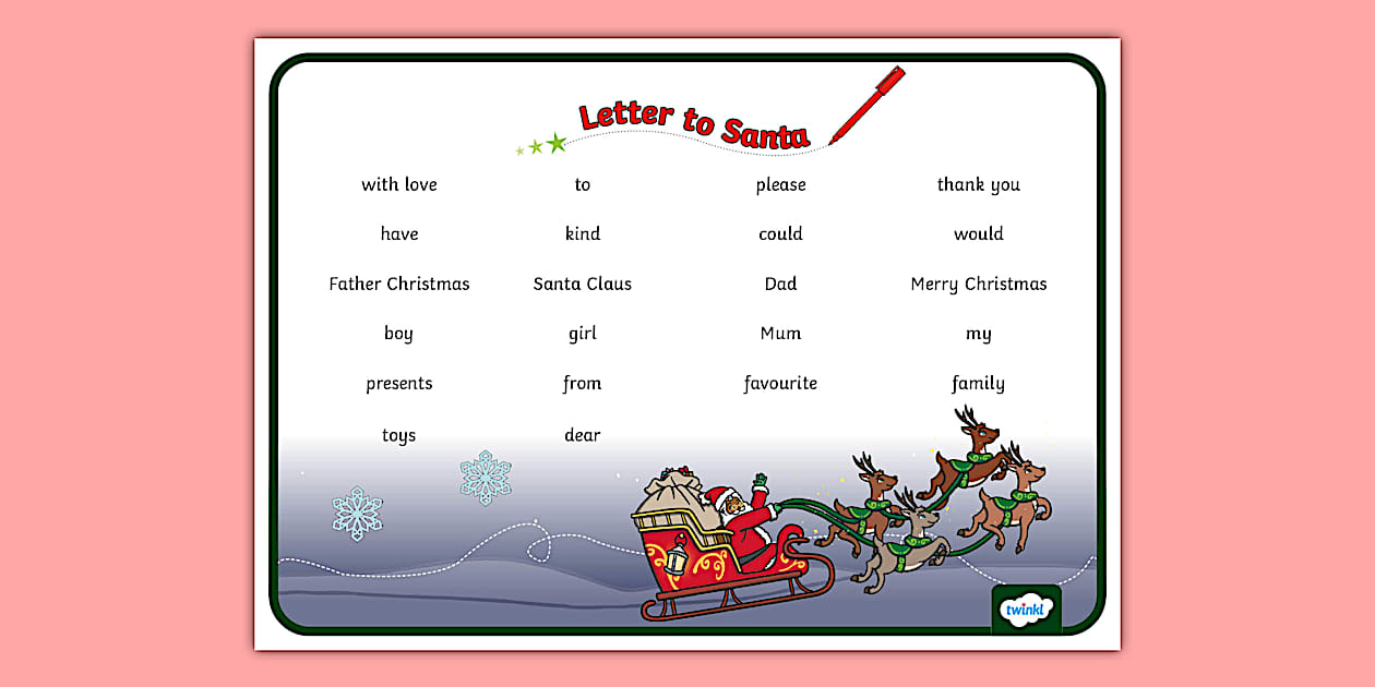 Letter to Santa Word Mat (teacher made) - Twinkl