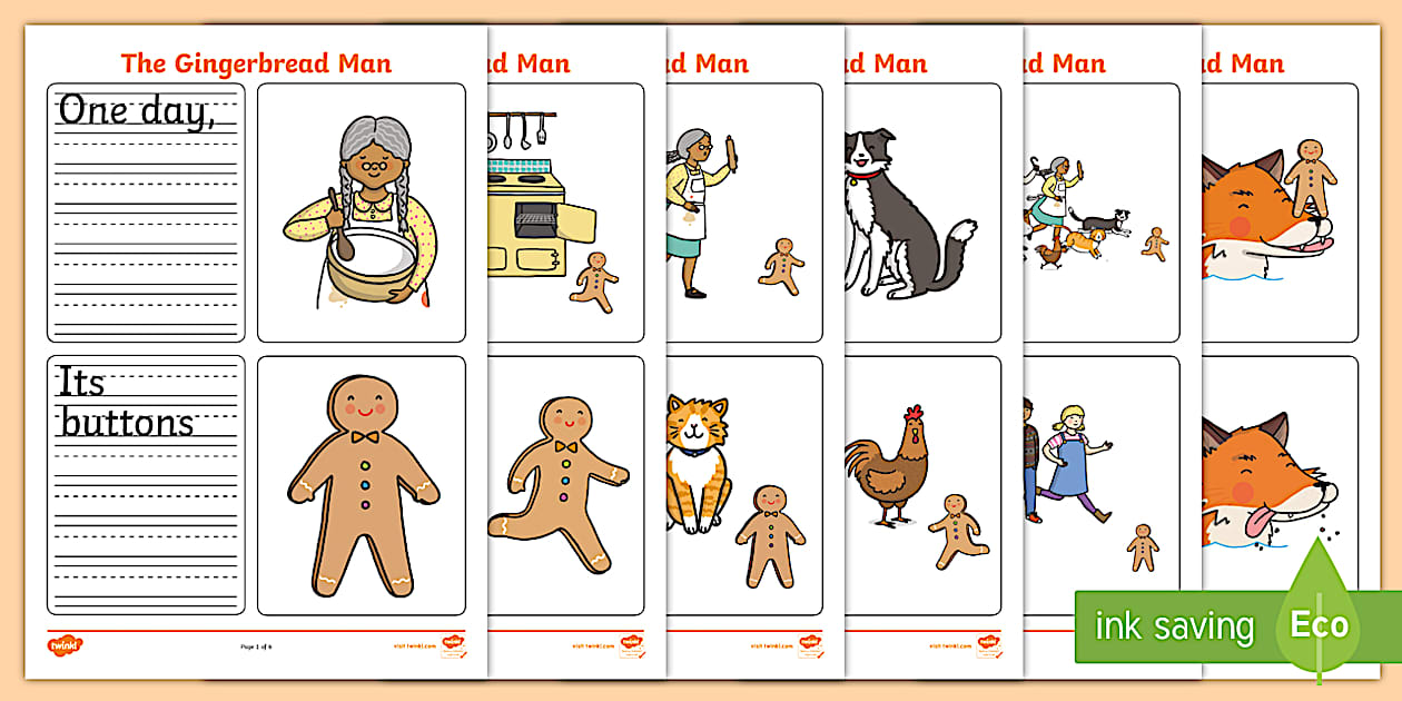 Editable The Gingerbread Man Simple Sentence Writing Prompt Pictures ...