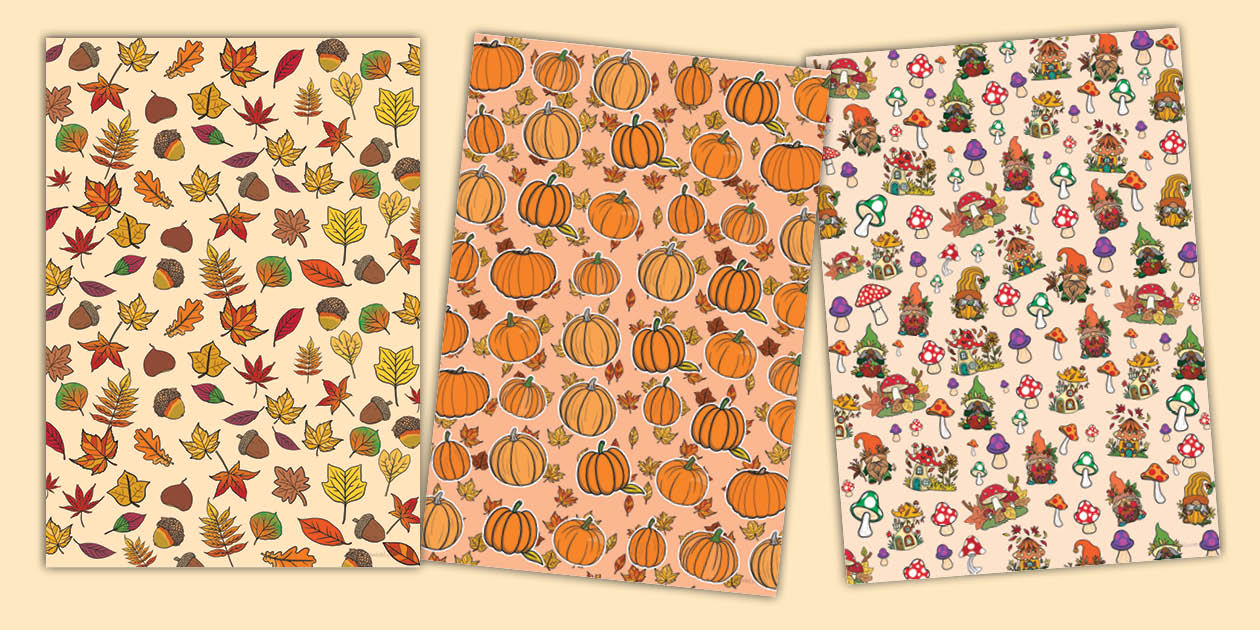 Autumn-Themed Patterns Posters Pack (teacher made) - Twinkl