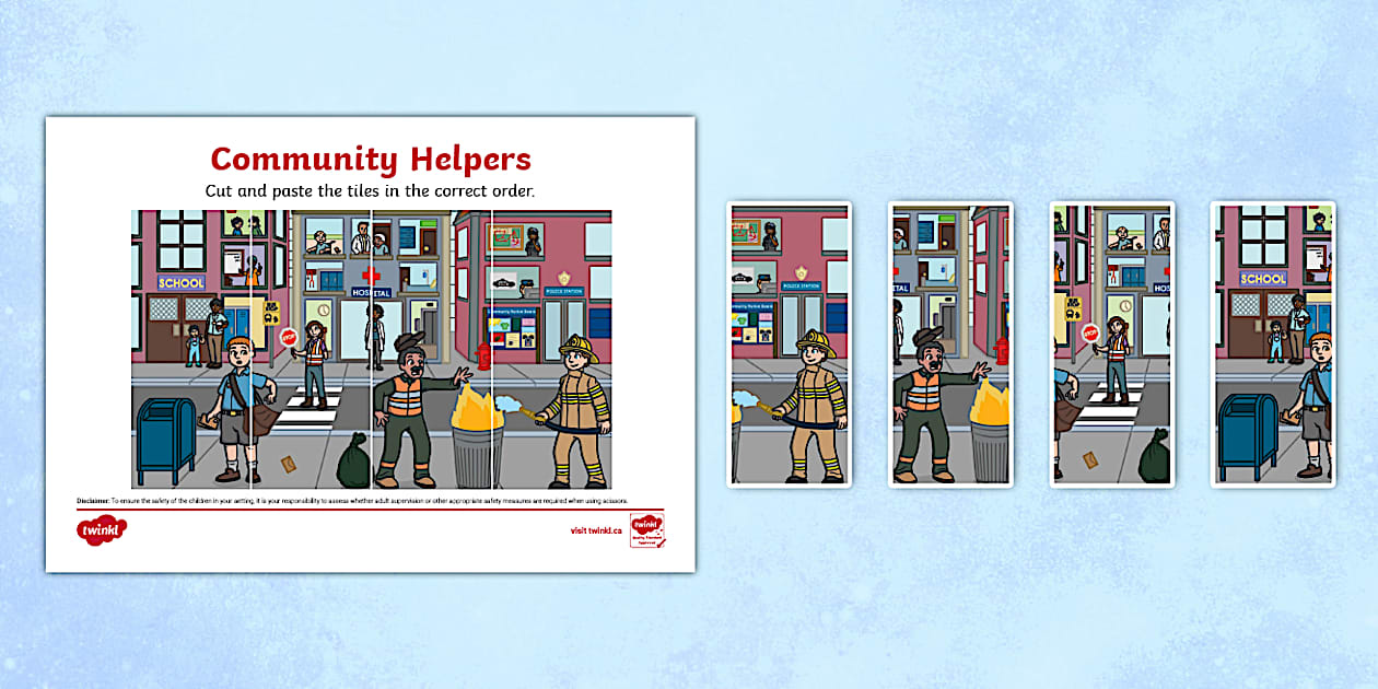 Community Helpers Puzzle Strips (Teacher-Made) - Twinkl