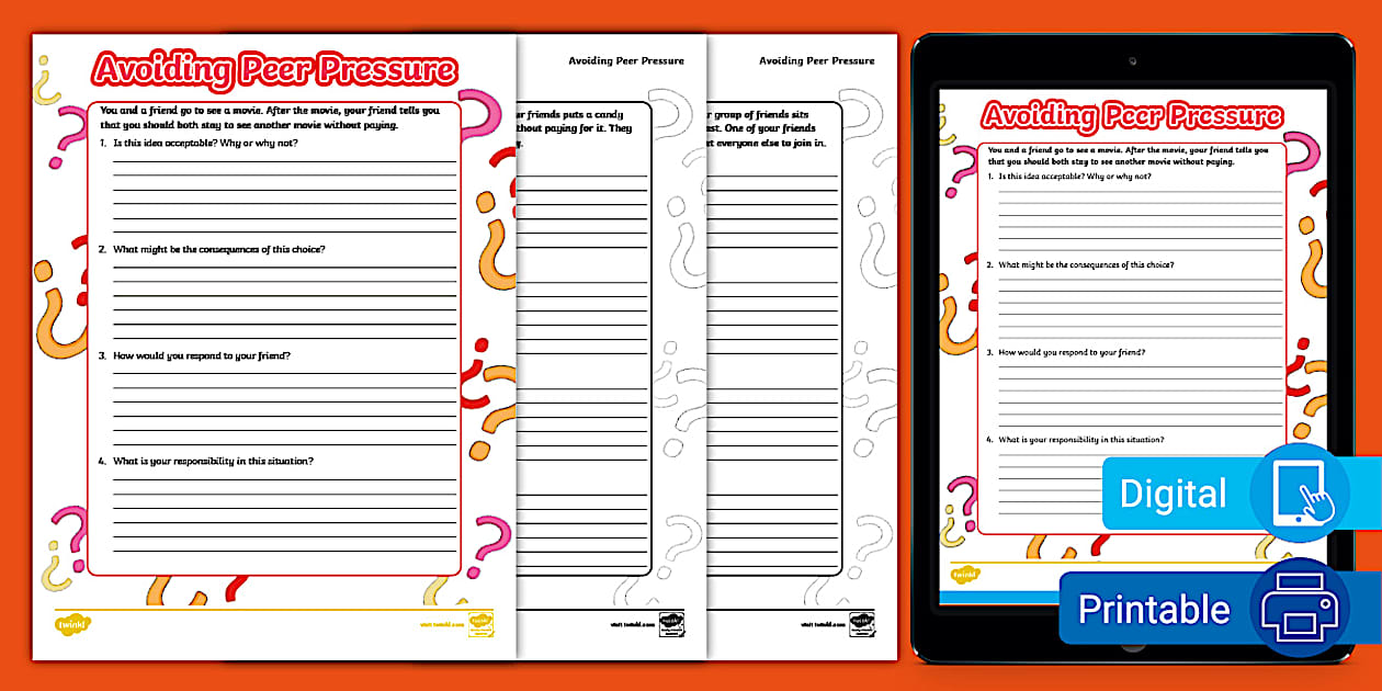 Avoiding Peer Pressure: Choices Activity Sheet - Twinkl