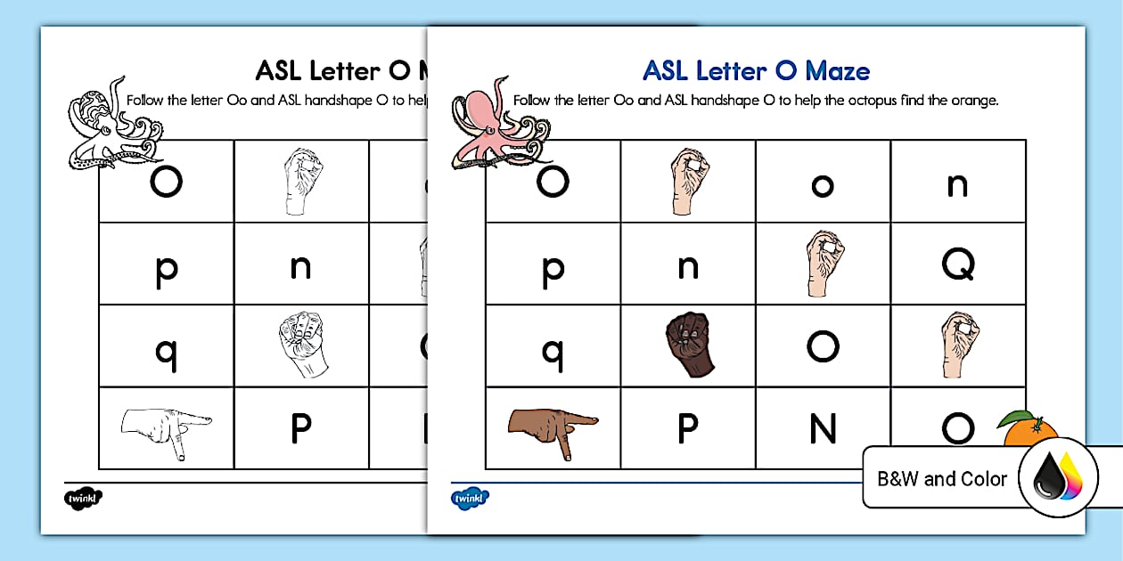 ASL Letter O Maze Worksheet (creat de profesori) - Twinkl