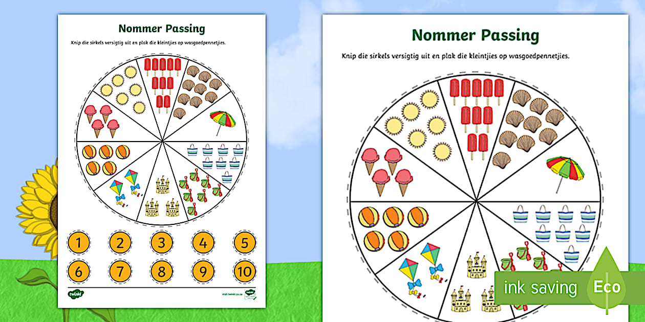 Nommer Passing Wasgoedpennetjies Somer Aktiwiteit - Twinkl