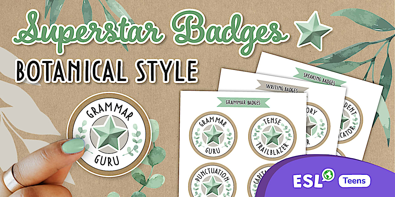 ESL Superstar Class Badges for Teens English Skills