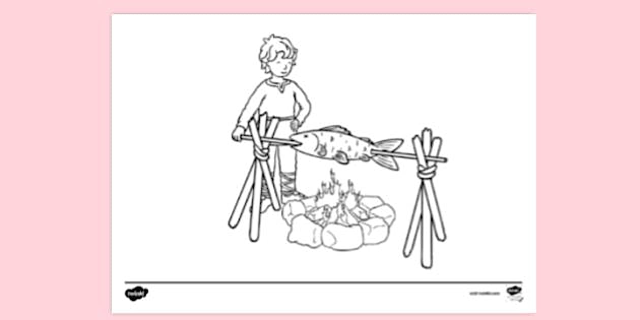 Fionn at the Spit Colouring Sheet (Teacher-Made) - Twinkl
