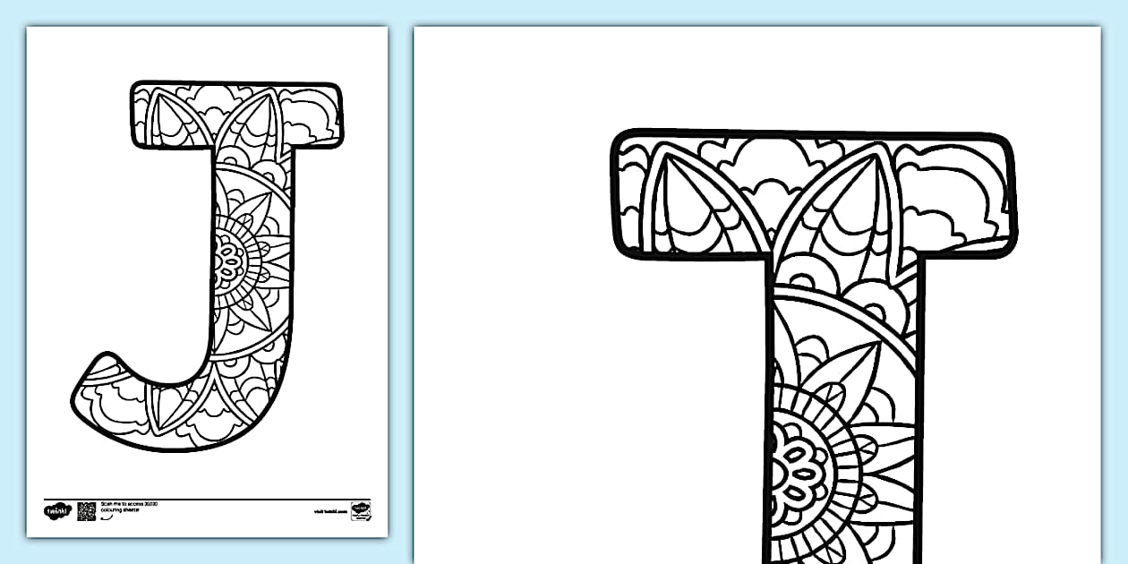 Mandala Letter J Colouring Page (Teacher-Made) - Twinkl