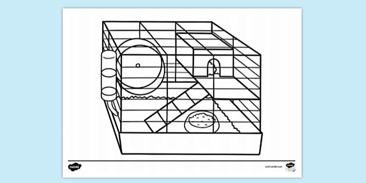 Empty Hamster Cage Colouring | Colouring Sheets - Twinkl