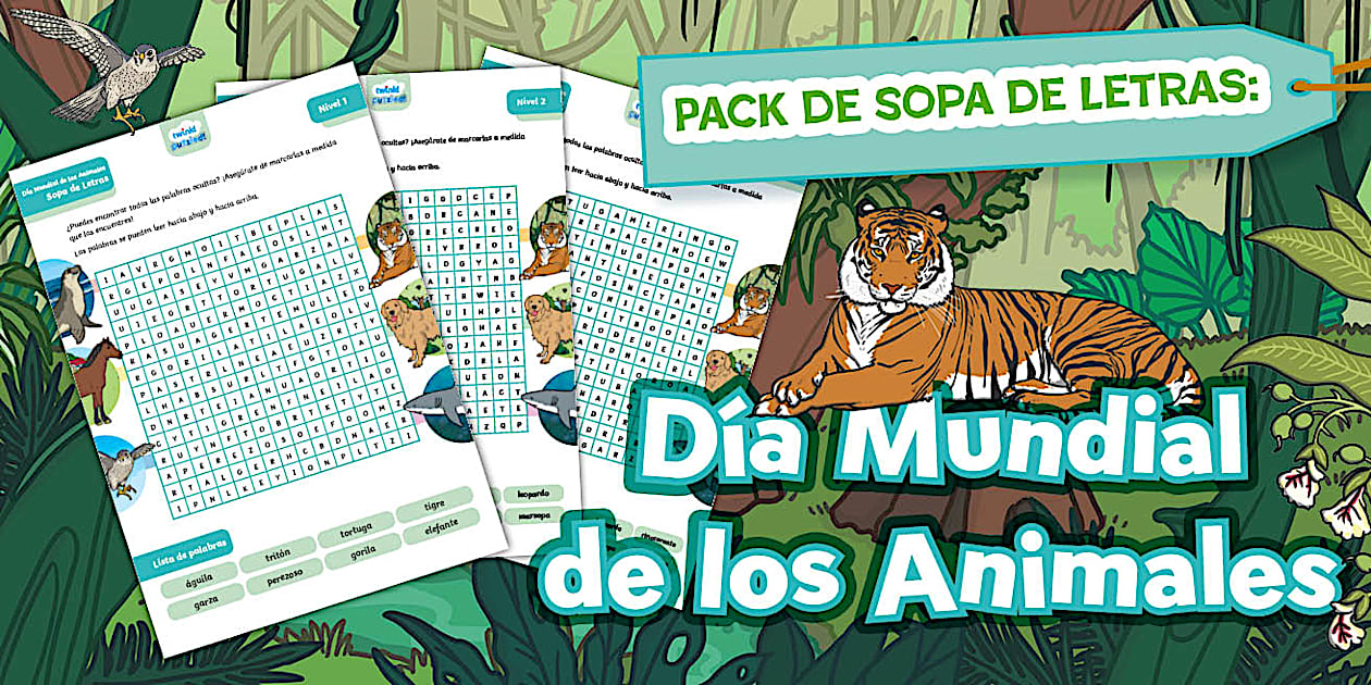 Pack de Sopas de Letras: Día Mundial de los Animales