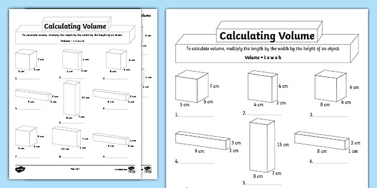 Volume Practice Worksheet | 5th Grade Resource - Twinkl