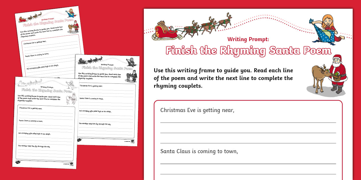 Writing Prompt: Finish the Rhyming Santa Poem (Teacher-Made)