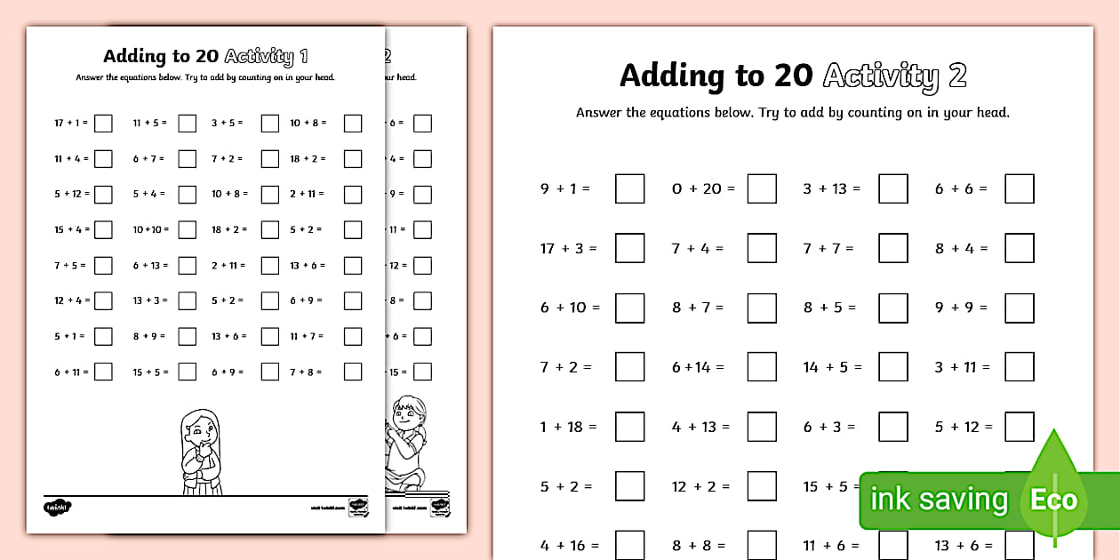 👉 Adding to 20 Pack, Addition to 20 (teacher made)