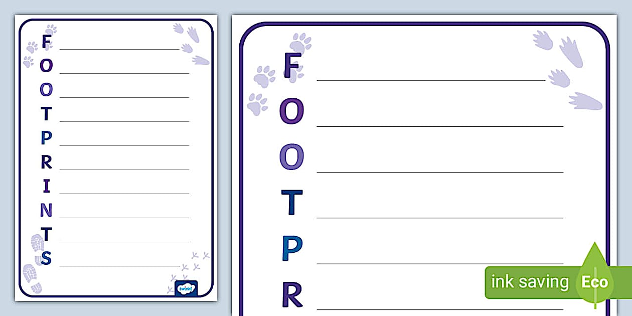 Footprints Acrostic Poem Template (teacher made) - Twinkl