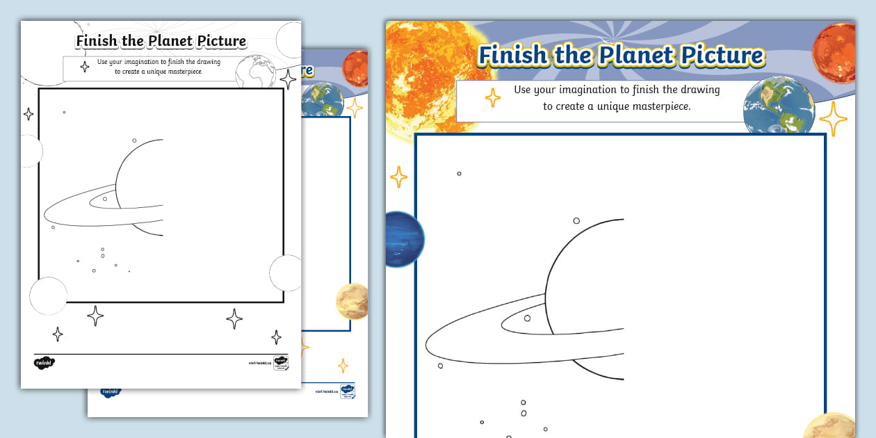 Finish the Planet Picture Worksheet (teacher made) - Twinkl