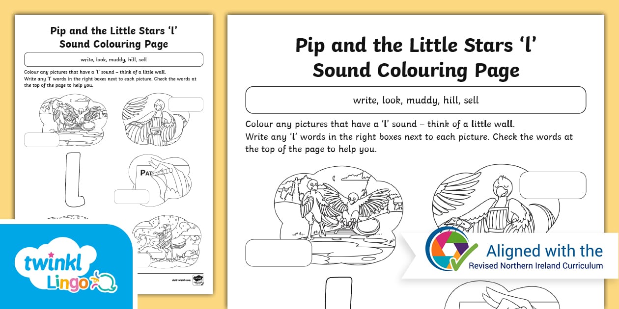 Pip and the Little Stars 'l' Sound Colouring Page - Twinkl