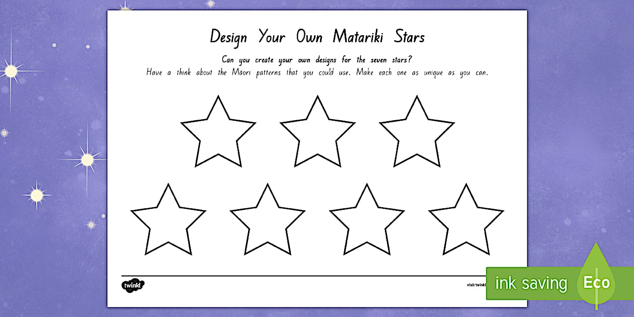 Matariki Seven Stars Design Activity (teacher made) - Twinkl