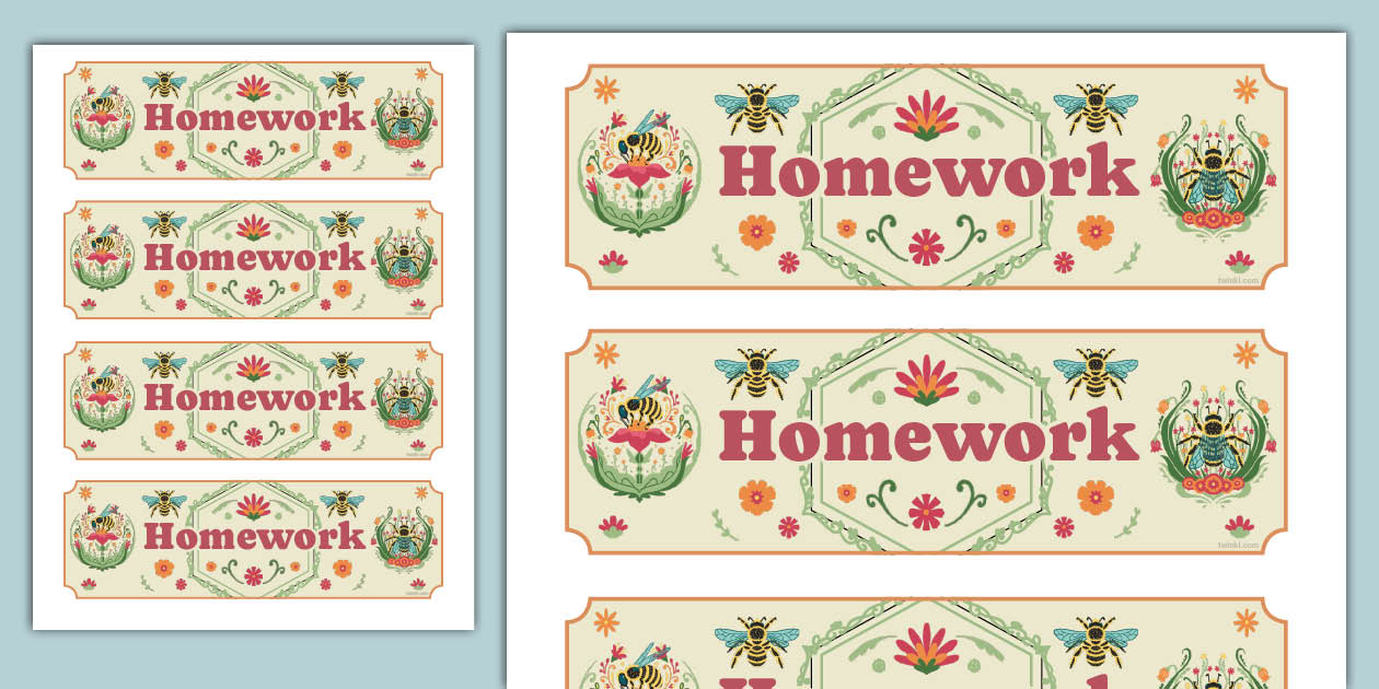 Bee-Themed Homework Folder Labels (teacher made) - Twinkl