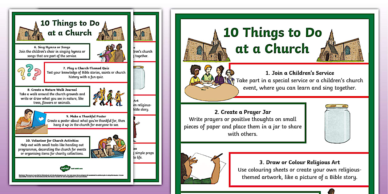 10 Things to Do at a Church Activities (teacher made)