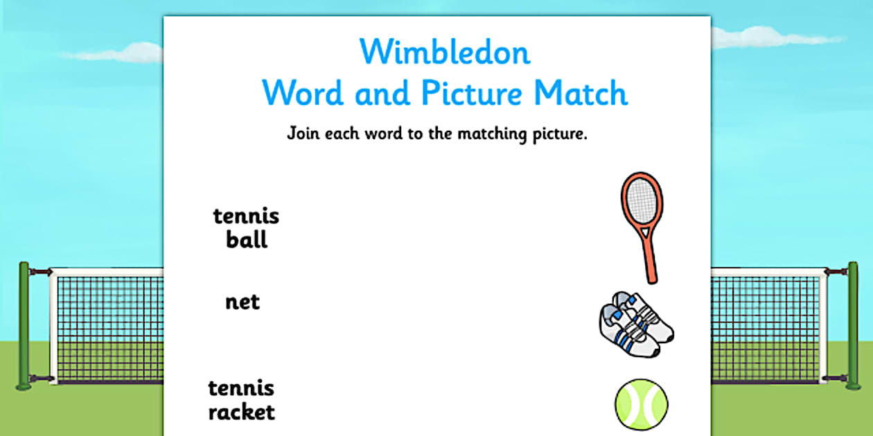 Wimbledon Word and Picture Matching Worksheet (teacher made)