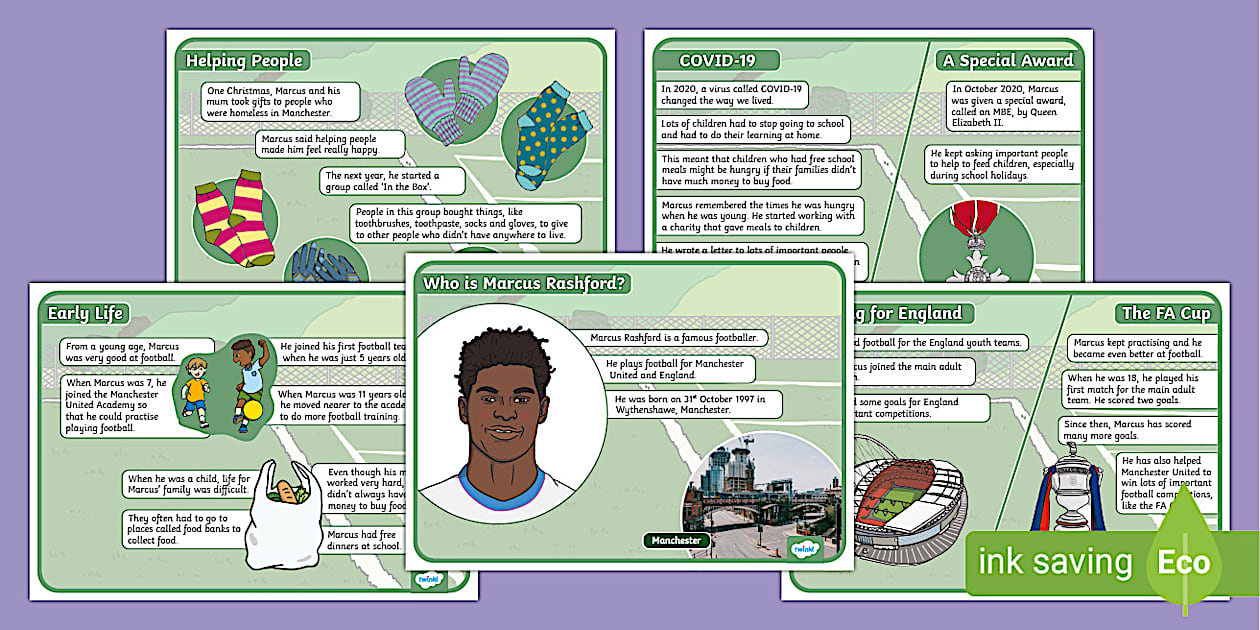 EYFS All About Marcus Rashford Fact Files - Twinkl