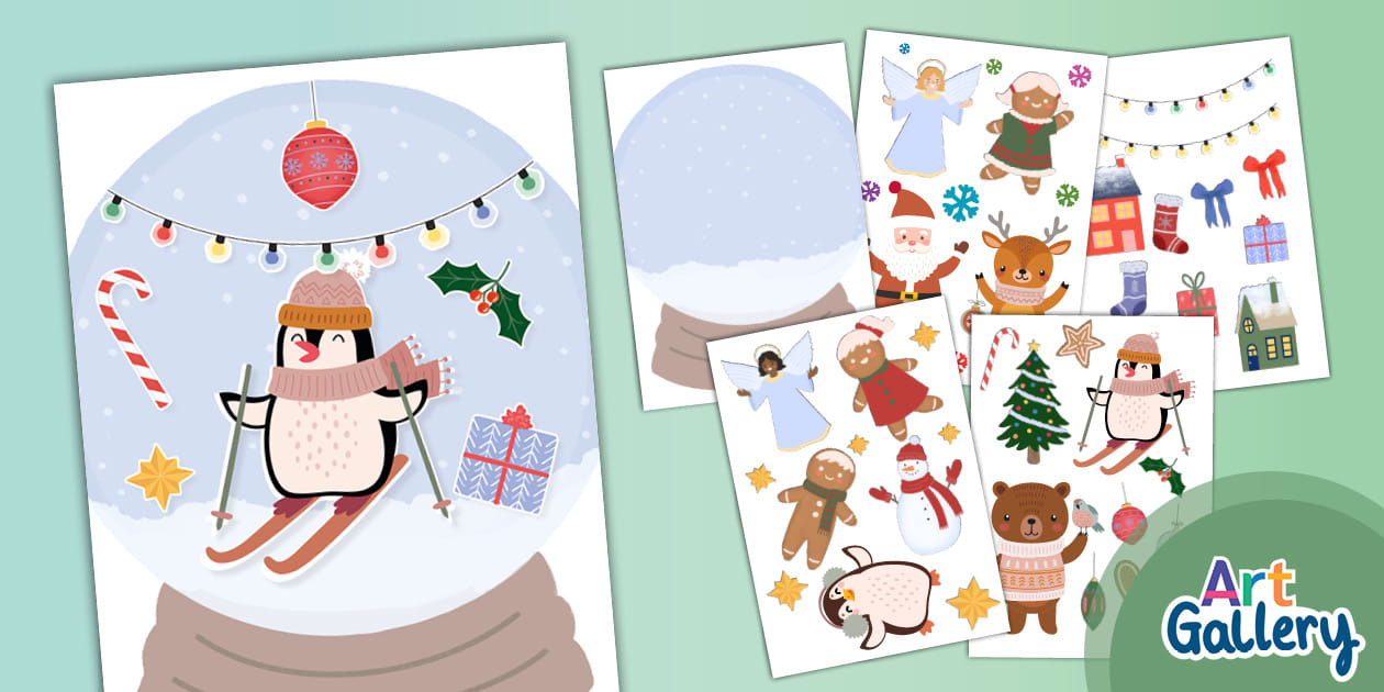 Christmas Snow Globe Collage Activity (teacher made)