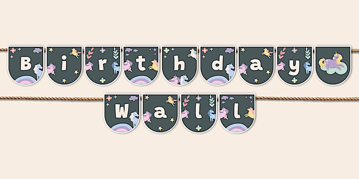 Unicorn-Themed Birthday Wall Display Bunting - Twinkl