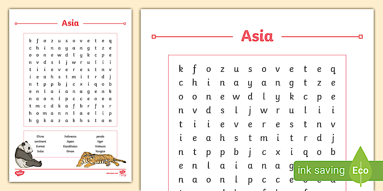 Asia Word Search (Teacher-Made) - Twinkl