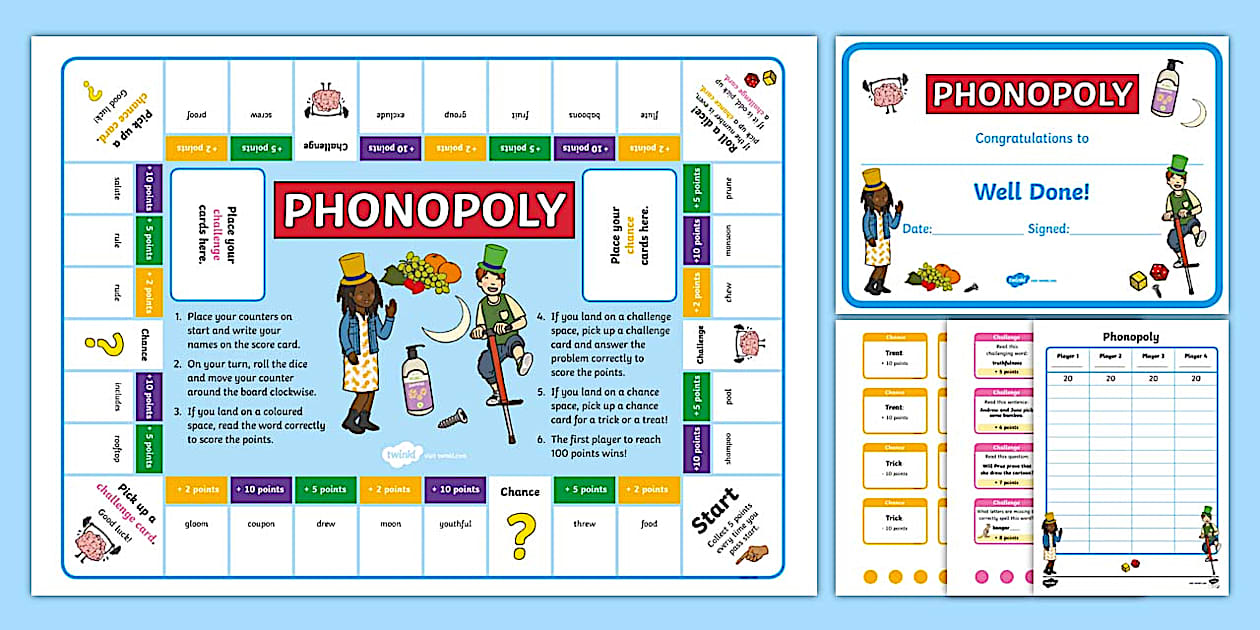 The Long 'oo' Sound Family: Phonics Phonopoly Board Game