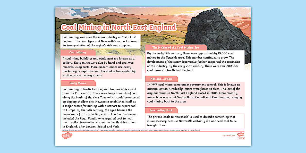Coal Mining in North East England Fact File - Twinkl