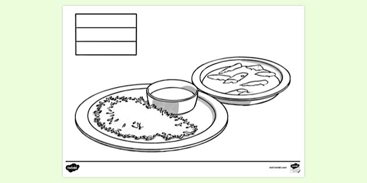 Indian School Dinner Colouring | Colouring Sheet - Twinkl