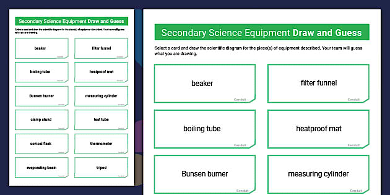 Secondary Science Equipment Draw and Guess (Teacher-Made)