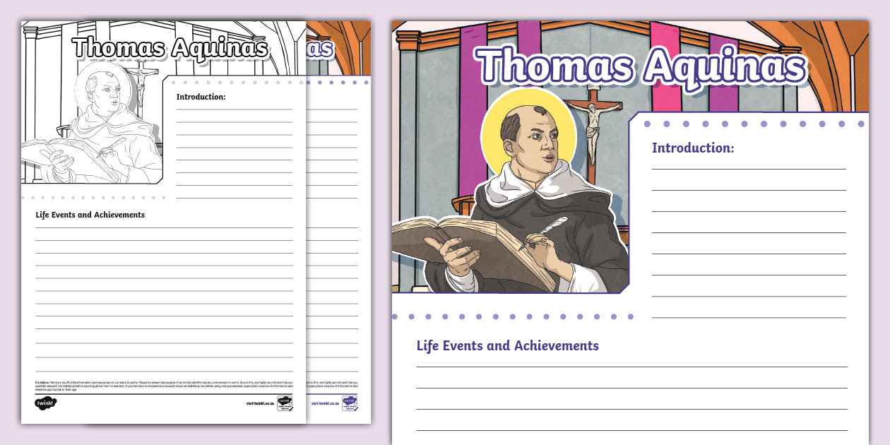 Thomas Aquinas Biography Template (teacher made) - Twinkl