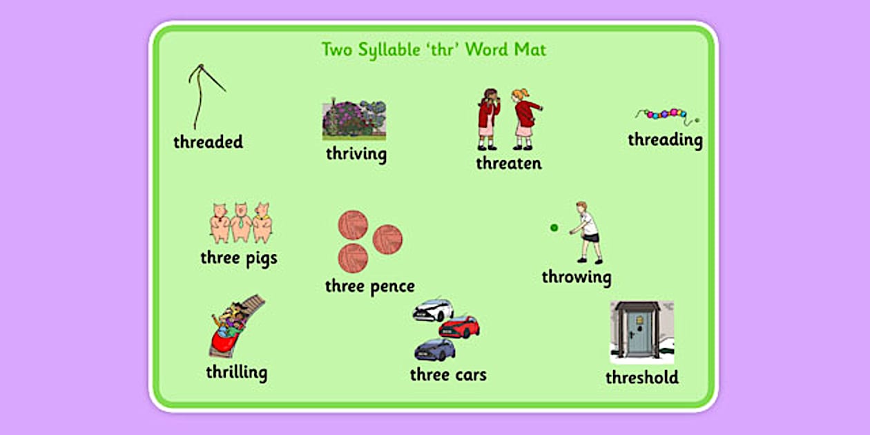 Cursive Two Syllable THR Word Mat (teacher made) - Twinkl
