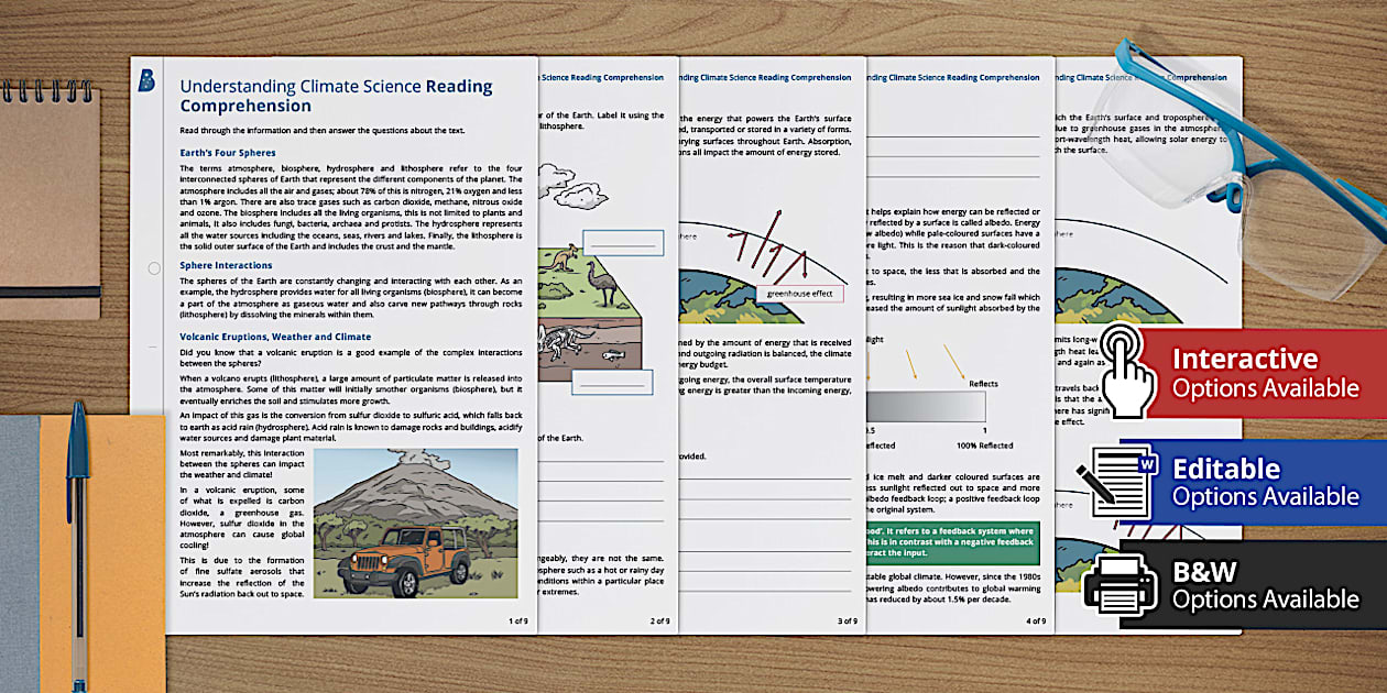 Understanding Climate Science Reading Comprehension - Twinkl