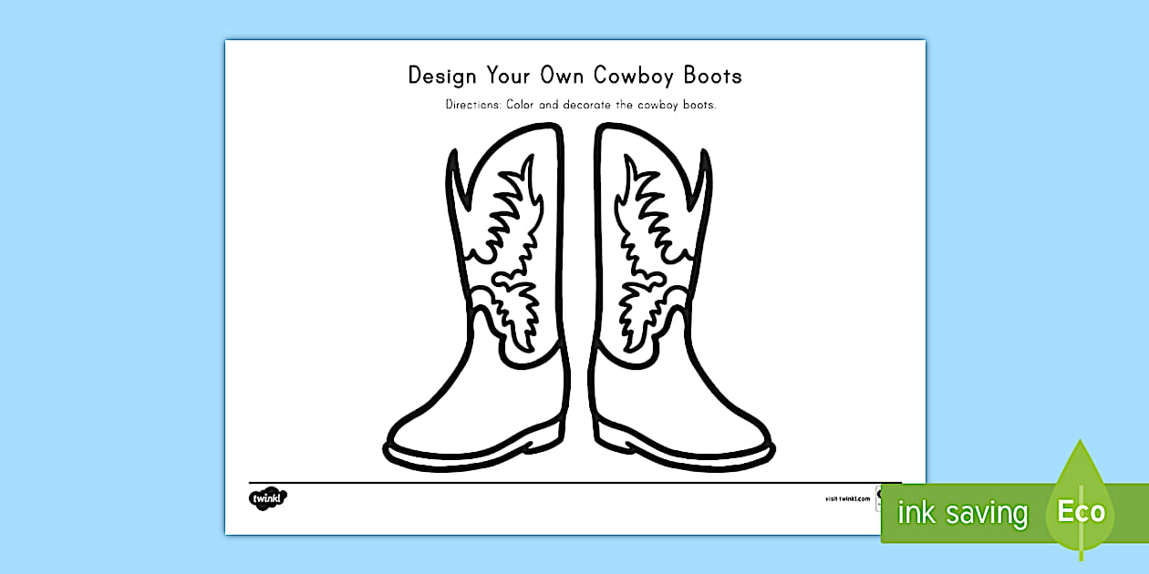 Cowboy Boots Design Template Worksheet for Kids | Twinkl USA