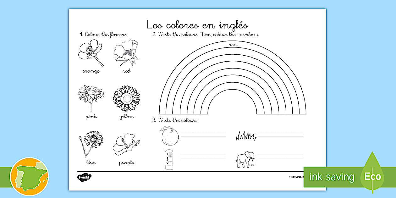 A1 Ficha de actividad: Los colores en inglés (teacher made)