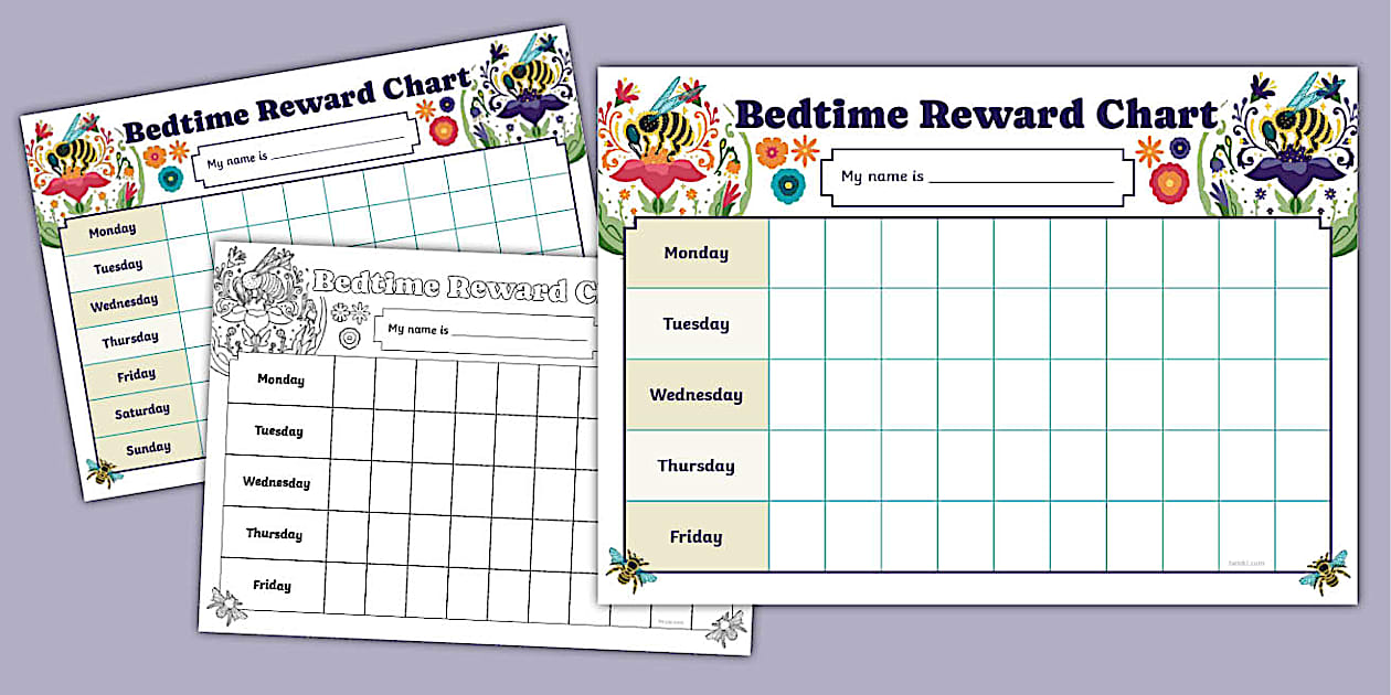 Bee-Themed Bedtime Reward Chart - Twinkl