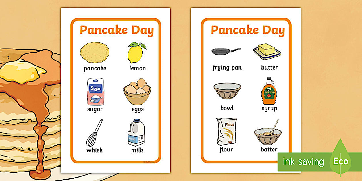 Pancake Day Recipe Word Mat Tolsby/Fiestad Prompt Frame