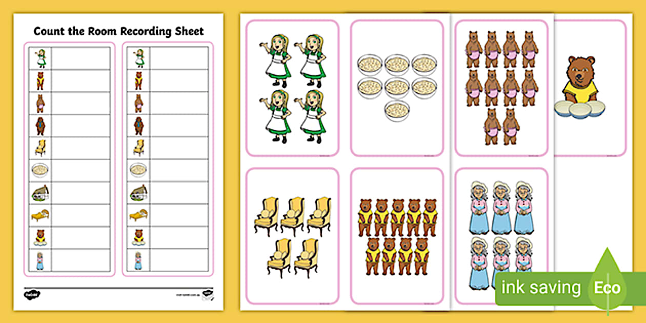 Count the Room 1-10: Goldilocks and the Three Bears Activity Pack