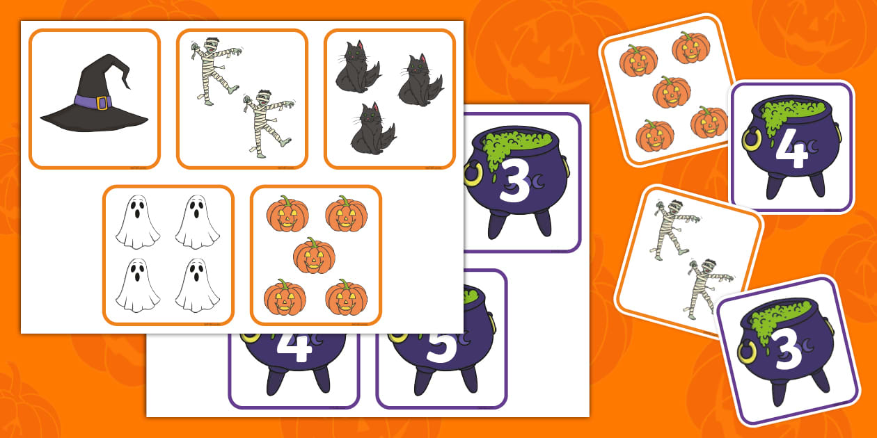 👉 Halloween Subitising to 5 Matching Cards - Twinkl - EYFS