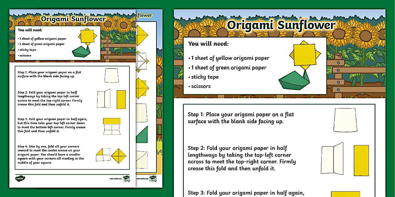 Origami Sunflower Craft Instructions (Teacher-Made) - Twinkl